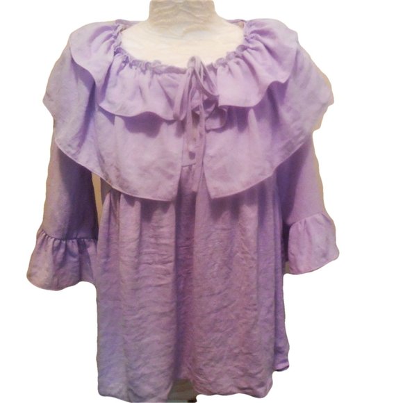 Hot & Delicious | Tops | Blouse Ruffled Lavender Color Top Shirt Large ...